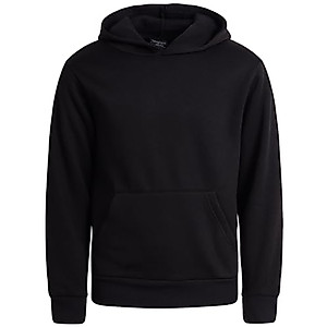 Quad Seven Boys' Fleece Jogger Set - 2 Piece Basic Solid Pullover Hoodie and Cargo Pocket Sweatpants (Size: 8-18), Size 8-10, Black
