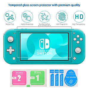 Protective Case Bundle for Nintendo Switch Lite, Tempered Glass Screen Protector, 4 Game Card Slots, Kick-Stand, Ergonomics Hand Grip, Shockproof, Anti-Scratch, Slim for Nintendo Switch Lite Case Blue