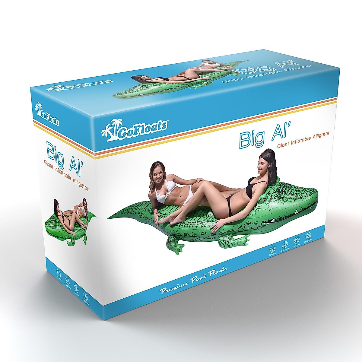 GoFloats BigAl' Giant Inflatable Alligator, Premium Quality and over 11 ft long (for Adults and Kids)