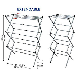 Artmoon Gobi Foldable Drying Laundry Rack, Portable Clothes Horse Made of Rustproof Steel, Extendable 17.3''- 29.5''