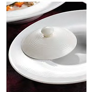 CAC China HMY-122 10-Inch Harmony Porcelain Wide Rim Pasta Bowl, 7-Ounce, White, Box of 12