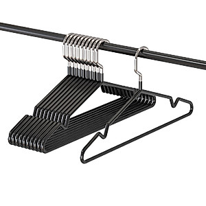 Kabudar Metal Hangers Non-Slip Suit Coat Hangers Chrome and Black Friction, Metal Clothes Hanger with Rubber Coating, 16 Inches Wide, Set of 20 (Black)