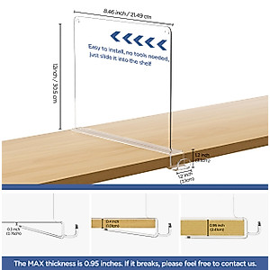 Famyards 6 Pack 12 Inches [Extra Tall Version] Clear Shelf Dividers for Organization, Acrylic Closet Shelf Vertical Shelves Organizer for Bedroom, Office and Kitchen