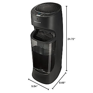 Honeywell Top Fill Tower Humidifier, Digital Humidistat, Black – Cool Mist Humidifier for Bedroom, Home or Office with Space Saving Tower Design
