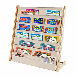 Jolensoy 7 Tier Kids Bookshelf, Natural Wood Book Rack for Children's Books, Toy Storage Organizer, Bookcase for Playroom, Nursery, Living Room (W: 29.5')