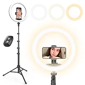 UBeesize 12” Selfie Ring Light with 62” Extendable Tripod Stand & Remote, LED Circle Light with Phone Holder for Video Recording/Makeup/Content Creator (YouTube/TikTok/Twitch), Phone, Camera & Webcam