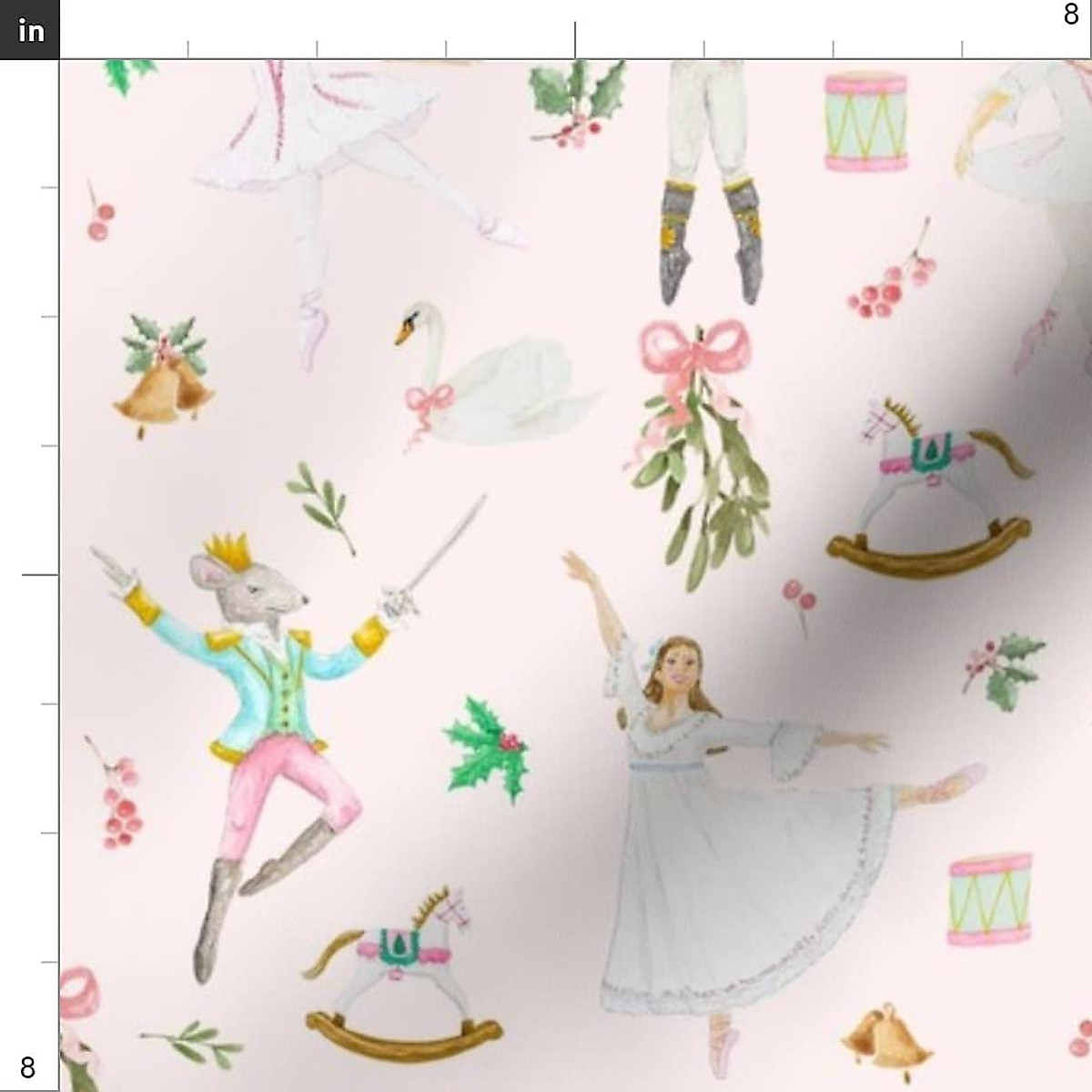 Spoonflower Fabric - Nutcracker Ballet Pink Winter Holiday Christmas Watercolor Swan Fairy Printed on Petal Signature Cotton Fabric by The Yard - Sewing Quilting Apparel Crafts Decor
