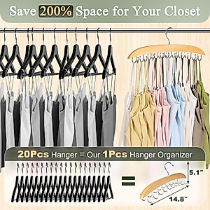 NANATI 2 Pack Bra Hangers for Closet Organizer, Bra Organizer with 40 Stainless Steel Hooks, Wooden Tank Top Hanger, Closet Organizers and Storage for Bras Camis Belts Ties, Natural