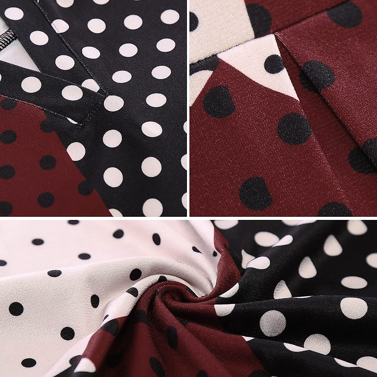 BAISHENGGT Womens Tunics Notch V Neck Tops 3/4 Sleeve Work Blouses Dressy Casual Going Out Shirts Large Polka Dot