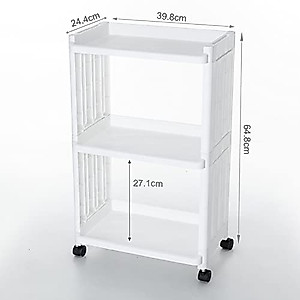 3-Tier Kitchen Storage Carts Bathroom Utility Storage Rolling Cart Durable Stable Organizer Cosmetics Laundry Dishwashing Detergent Organizers Easy Assembly for Office Plastic White Z0605