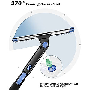 JOYTUTUS 61.3″ Ice Scraper and Long Handle Snow Brush, 270° Pivoting Extendable Snow Scraper Brush for Car Windshield, Telescoping Ice Scraper Foam Grip, Snow Remover for Cars, Trucks, SUV (Xmas Bag)