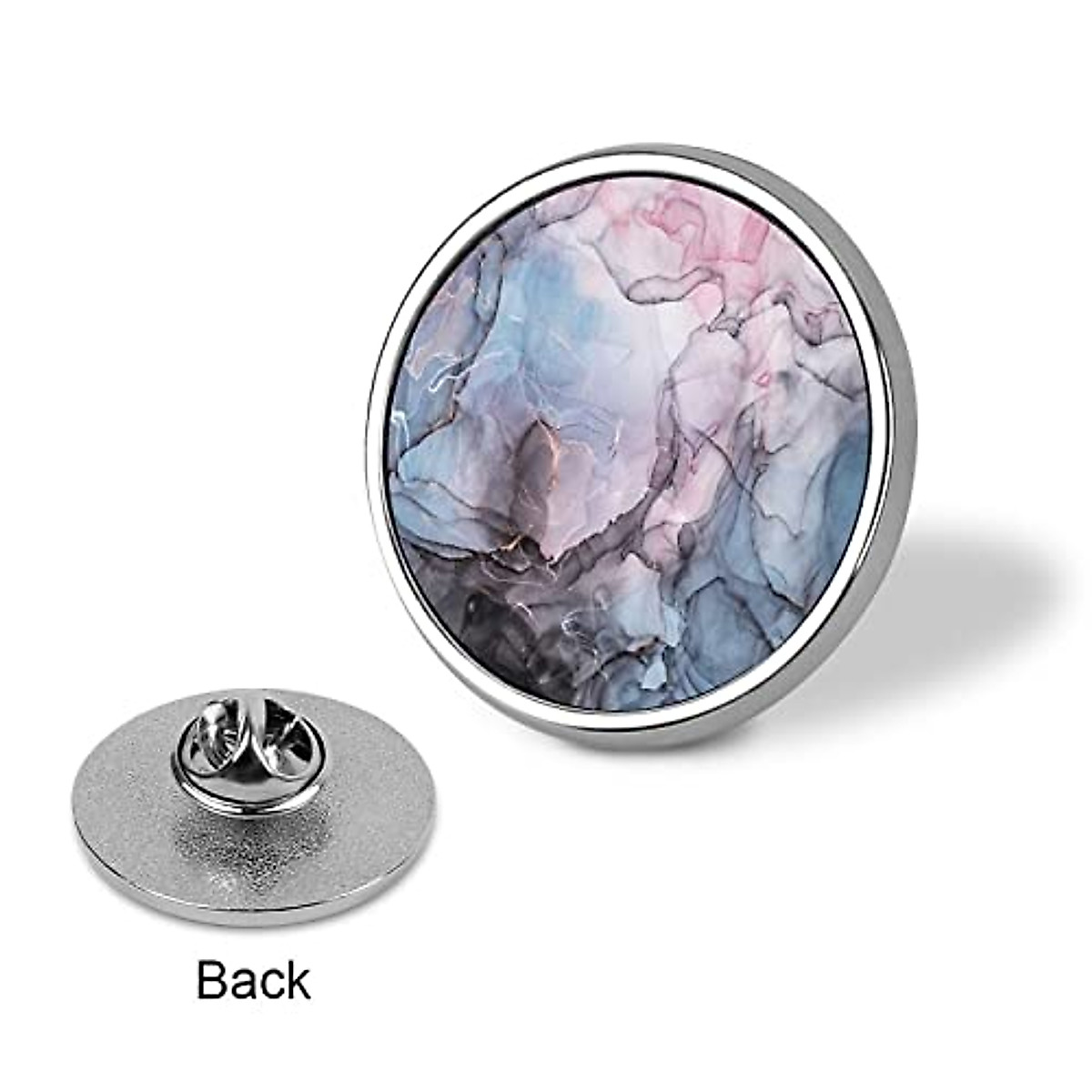 Mixing Acrylic Paints Modern Fluid Alcohol Ink Art Marble Stone Round Brooch Pin, Unisex Smooth Surface Lapel Tie Pin, Lightweight Badge Jewelry Crafts Decor for Costume Accessory Men Women