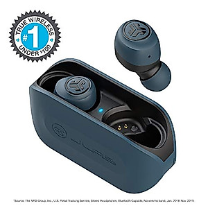 JLab Go Air True Wireless Bluetooth Earbuds + Charging Case | Dual Connect | IP44 Sweat Resistance | Bluetooth 5.0 Connection | 3 EQ Sound Settings Signature, Balanced, Bass Boost… (Blue)