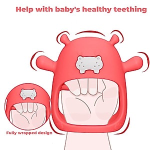 Towwi Teething Toys for Babies 0-6 Months Never Drop Hippo Teething Toys for Babies 6-12 Months Infants, Baby Chew Toys for Sucking Needs, Hand Pacifiers Baby Toys 6 to 12 Months