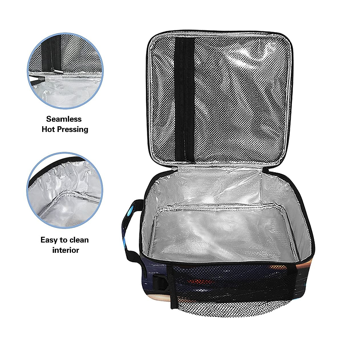 AUUXVA Kids Lunch Box, Planets Color, Unisex, 10.5x3.5x9.5 Inch, Oxford Material and Aluminum Film, Spacious, Lightweight, Adjustable Shoulder Straps, Heat Insulation