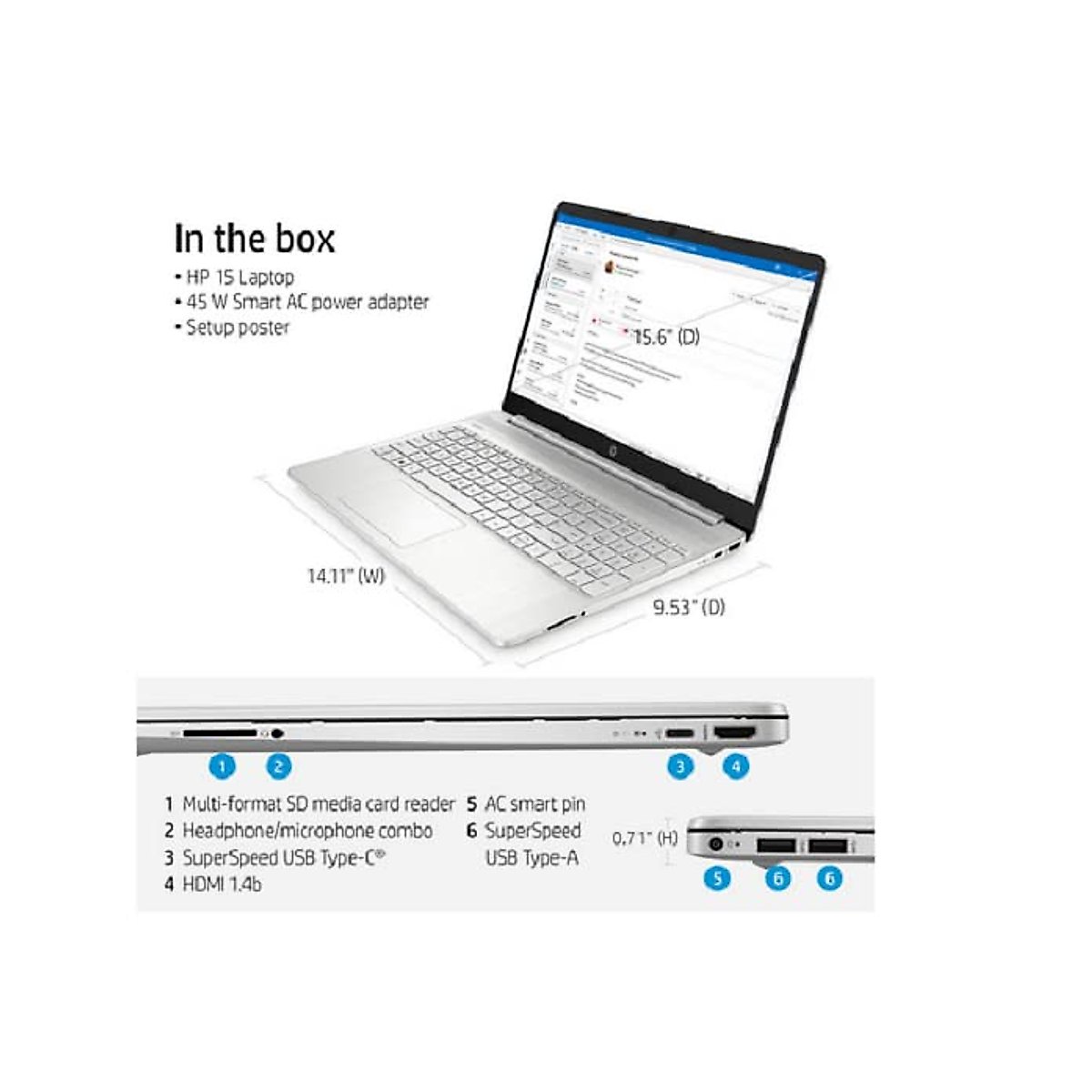 HP Newest Notebook, 15.6" HD Screen Laptop, Intel Core i3-1115G4 (up to 4.1 GHz with Intel Turbo Boost), 12GB DDR4 RAM, 256GB SSD, Webcam, HDMI, Wi-Fi, Windows 11 Home, Natural Silver.W/ELMTech