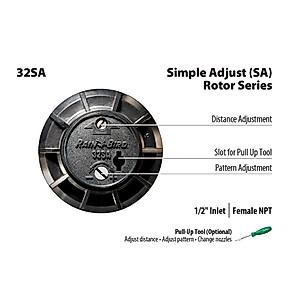 Rain Bird 32SA Simple Adjust Gear Drive Rotor, 40° - 360° Pattern, 19' - 32' Spray Distance