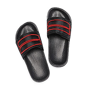 DREAM PAIRS SDSS221K Toddler Girls Kids Classic Sandals House Slipper Shower Slides Black/RED Size 2 Little Kid