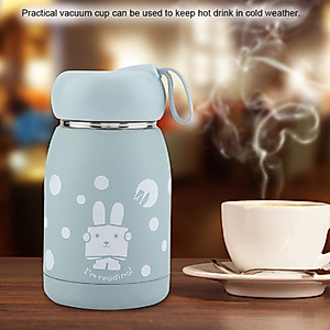 BORDSTRACT Kids Vacuum-Insulated Water Bottle, Stainless Steel Cute Rabbit Pattern Vacuum Cup Mug, Vacuum Insulated Water Bottle 304 Stainless Steel, for Toddlers Girls Boys (320ML 4 Color)(Blue)