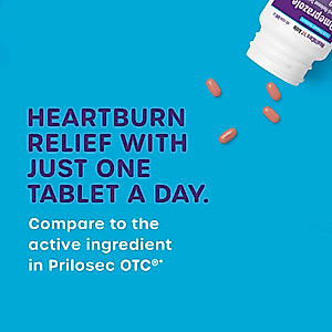 HealthCareAisle Omeprazole 20 mg – 42 Delayed-Release Tablets – Acid Reducer, Treats Frequent Heartburn