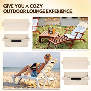 Threehoney 4 Pack Outdoor Chaise Lounge Head Pillow Waterproof Outdoor Recliner Neck Pillows with Elastic Band Removable Padded Cushion Head Pillow for Pool Chairs Patio Office Car Seat (White)