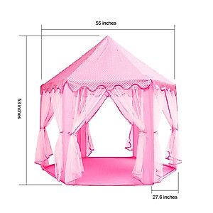 Senodeer Princess Castle Play Tent for Girls with Large Star Lights, Kids Toys Playhouse Gift Idea for Little Girls Indoor and Outdoor Games, Pink