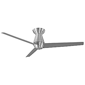 Slim Smart Indoor and Outdoor 3-Blade Flush Mount Ceiling Fan 52in Brushed Aluminum with 3500K LED Light Kit and Remote Control works with Alexa, Google Assistant, Samsung Things, and iOS or Android App
