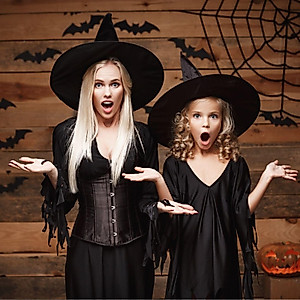 QUAAM 8 Pack Halloween Black Witch Hats,Halloween Christmas Party Cosplay Decoration Witch Hats Costume Accessories