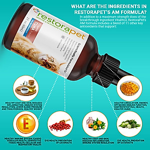 RestoraPet Organic Cat Supplement | Healthy & Safe Antioxidant Liquid Drops | Anti-Inflammatory Multi-Vitamin | Increases Mobility & Energy | Cat Joint Supplement | Tuna Flavored