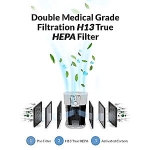 Combo Pack of RedyPure JR6 Desktop Air Purifier and Replacement Filters, H13 True HEPA, and Activated Carbon Air Filters