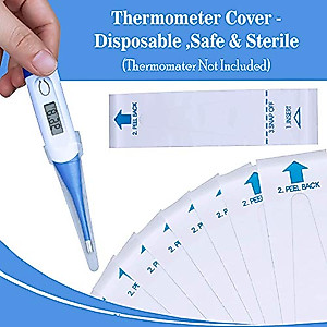200 Pack Probe Covers for Oral Thermometer - Digital Thermometer Probe Covers Disposable Universal - Rectal Thermometer Covers Heavy Duty Sleeves Safe & Sanitary Prevent Cross-Contamination