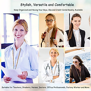 USANGERS Lanyards for ID Badges Keys Women Cute Teacher Lanyard with ID Holder Silicone Wooden Beaded Lanyard Necklace School Work Jewelry Female Nurse Accessories Teacher Appreciation Gifts Women