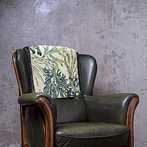 Breling Green Print Linen Elastic Recliner Chair Headrest Covers with Water Resistant Feature (2 Pieces)