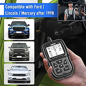ANCEL FD500 Battery Registration fits for Ford Lincoln Mercury - All Systems OBD2 Scanner with Engine, ABS, SRS, Transmission, SAS, ESP Diagnostics - Car Code Reader for EPB, Throttle, Oil Reset