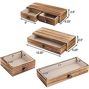 Yesland 2 Pcs Floating Nightstand with Drawer - Rustic Wood Floating Wall Mounted Drawers Floating Shelf with Drawer for Living Room, Bedroom, Storage, Display - Yellowish Brown