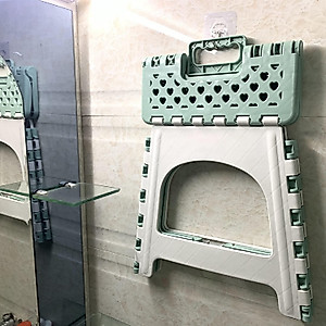 Shower Stool for Inside Shower, TRANOMOS Foldable Small Shower Stool for Shaving Legs, Waterproof Plastic Corner Shower Foot Stool, Shower Foot Rest, Pedicure Stand Foot Rest,Green