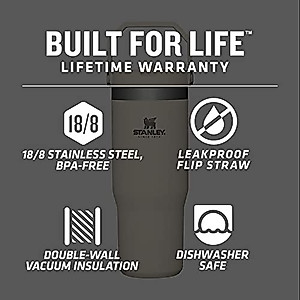 Stanley IceFlow Stainless Steel Tumbler with Straw - Vacuum Insulated Water Bottle for Home, Office or Car - Reusable Cup with Straw Leakproof Flip - Cold for 12 Hours or Iced for 2 Days (Cream)