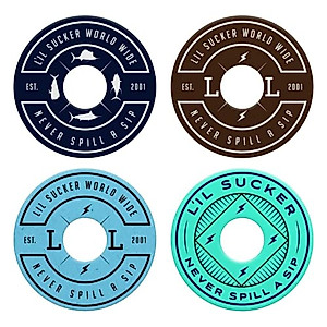 Lil Sucker Slogan Suction Ring Cup Holders, 4 Pack, Drink Secure Coasters, Non-Tipping, Anti-Spill Beverage Companions, Ideal for SUP's Boats Trucks RVs ATV's Vans Outdoor & Home