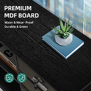 YITAHOME Wood File Cabinet, 3 Drawer Mobile Lateral Filing Cabinet, Storage Cabinet Printer Stand with 2 Open Shelves for Home Office Organization, Black and Grey