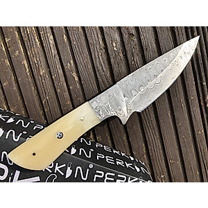 Perkin 3200 Handmade Damascus Steel Hunting Knife with Sheath