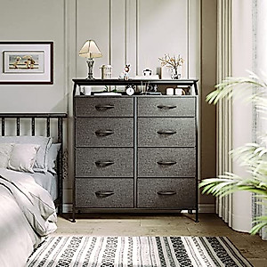 YITAHOME Fabric Dresser with 8 Drawers, Furniture Storage Tower Cabinet, Organizer for Bedroom, Living Room, Hallway, Closet, Sturdy Steel Frame, Wooden Top, Easy Pull Fabric Bins