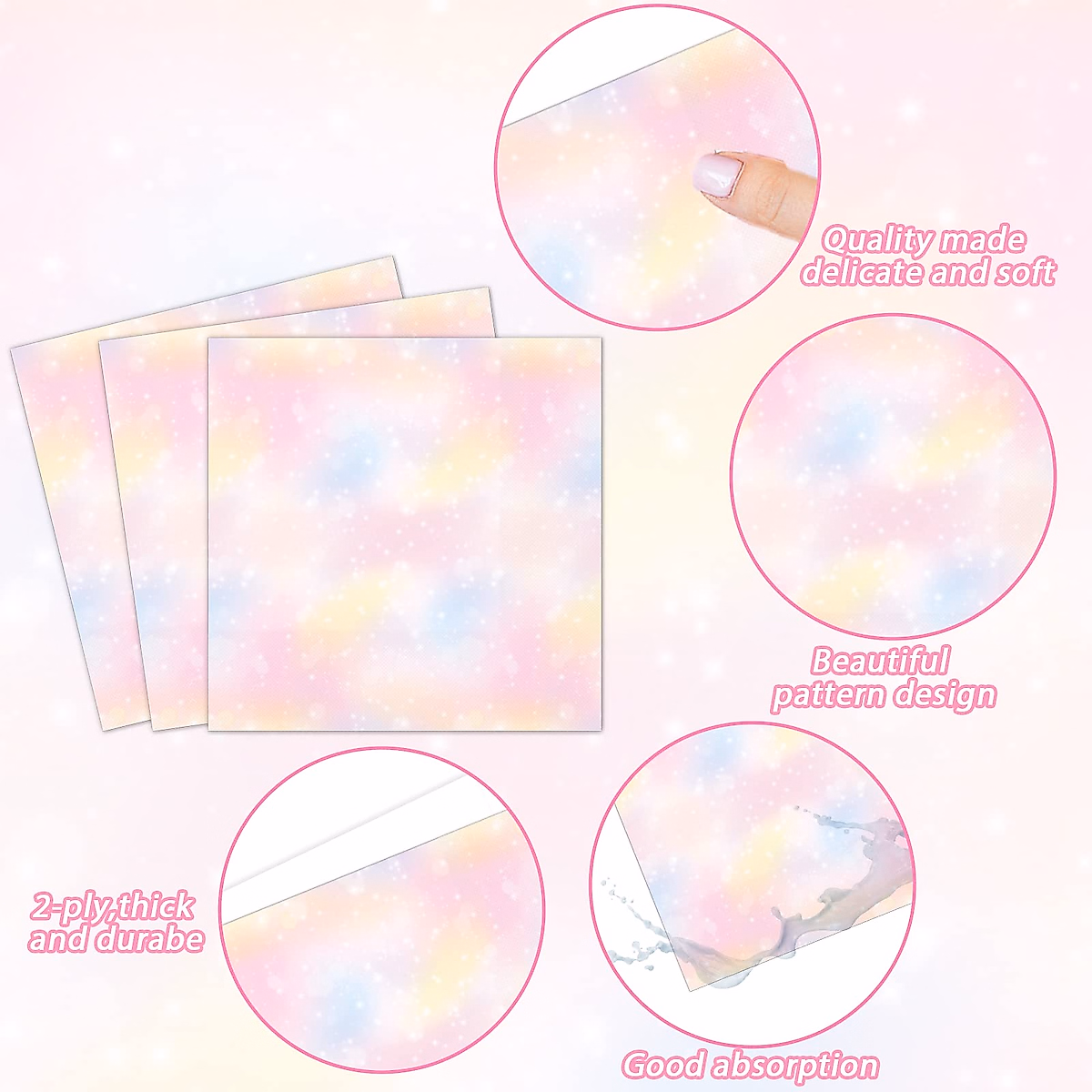 Tevxj 96PCS Pastel Rainbow Tableware Set Rainbow Birthday Dinnerware Disposable Plates Rainbow Cloud Party Plates Napkins Forks for Birthday Baby Shower Weddings Party Decorations Supplies 24 guests