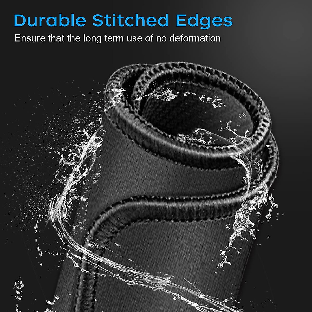 QINGLER Mouse Pad 3 Pack with Non-Slip Rubber Base, Premium-Textured Washable Mousepads Bulk with Stitched Edges, Mouse Pads for Computers Laptop PC Office Home, 10.2 x 8.3 in, Black