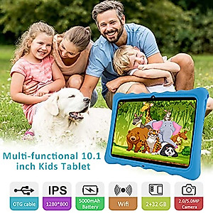 Veidoo Kids Tablet, 10.1 inch Android OS Tablet Pc with WiFi 2GB RAM 32GB ROM Toddlers Tablet, Parental Control APP Children's Tablet for Kids(Blue)
