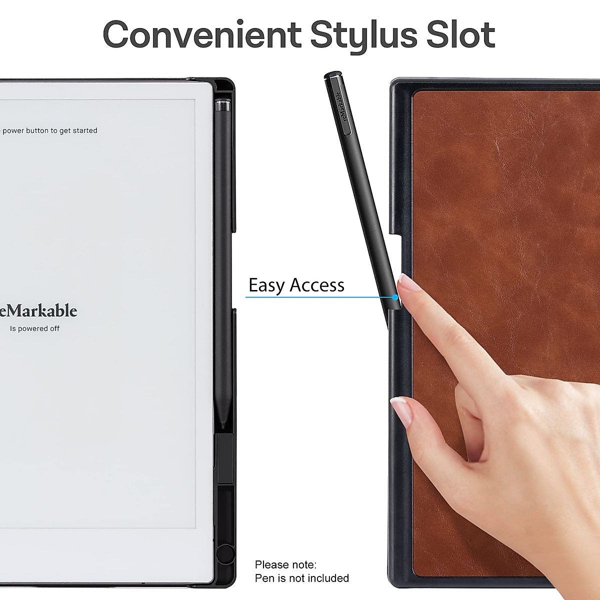 CoBak Case for Remarkable 2 Paper Tablet - Lightweight and Hard Back Shell Protective Book Folio Cover with Built-in Pen Holder - for 10.3" 2020 Released (Brown)