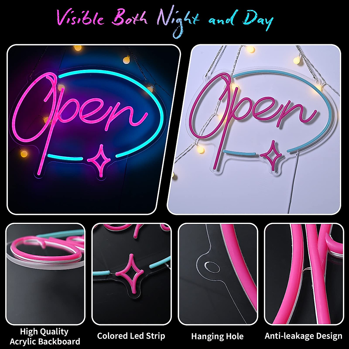 Neon Open Sign for Business, 15.75"x11.4" Led Open Signs for Business & Store Window, Adjustable Brightness Ultra Bright Neon Light Open Sign for Party Bar Salon Coffee Shop Club Hotel Wall Decor