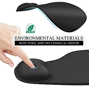 JIKIOU 2 Pack Ergonomic Mouse Pads with Comfortable and Cooling Gel Wrist Rest Support and Lycra Cloth, Non-Slip PU Base for Easy Typing Pain Relief, Durable and Washable for Easy Cleaning