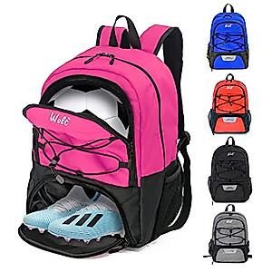 WOLT | Youth Soccer Bag - Soccer Backpack & Bags for Basketball, Volleyball & Football Sports, Includes Separate Cleat Shoe and Ball Compartment, for Girls & Women (Pink)