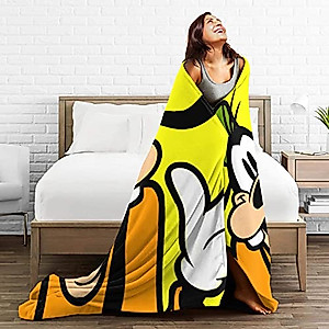 Cartoon Printing Flannel Super Soft Throw Blanket for Kids Adults,Comfortable and Warm for Sofa Bed Bedroom Living Room Camping Travel (Yellow) 80"X60"
