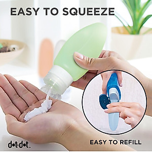 Dot&Dot Leak Proof Travel Bottles for Toiletries - TSA Approved Travel Shampoo Bottles - 3oz Travel Shampoo and Conditioner Bottles - Travel Size Toiletries - 3 oz Silicone Travel Bottles with Labels